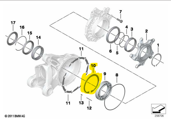 BMW Crown Wheel Lock Ring 100x3 RnineT, K1300, R1200 (07119904689 ...
